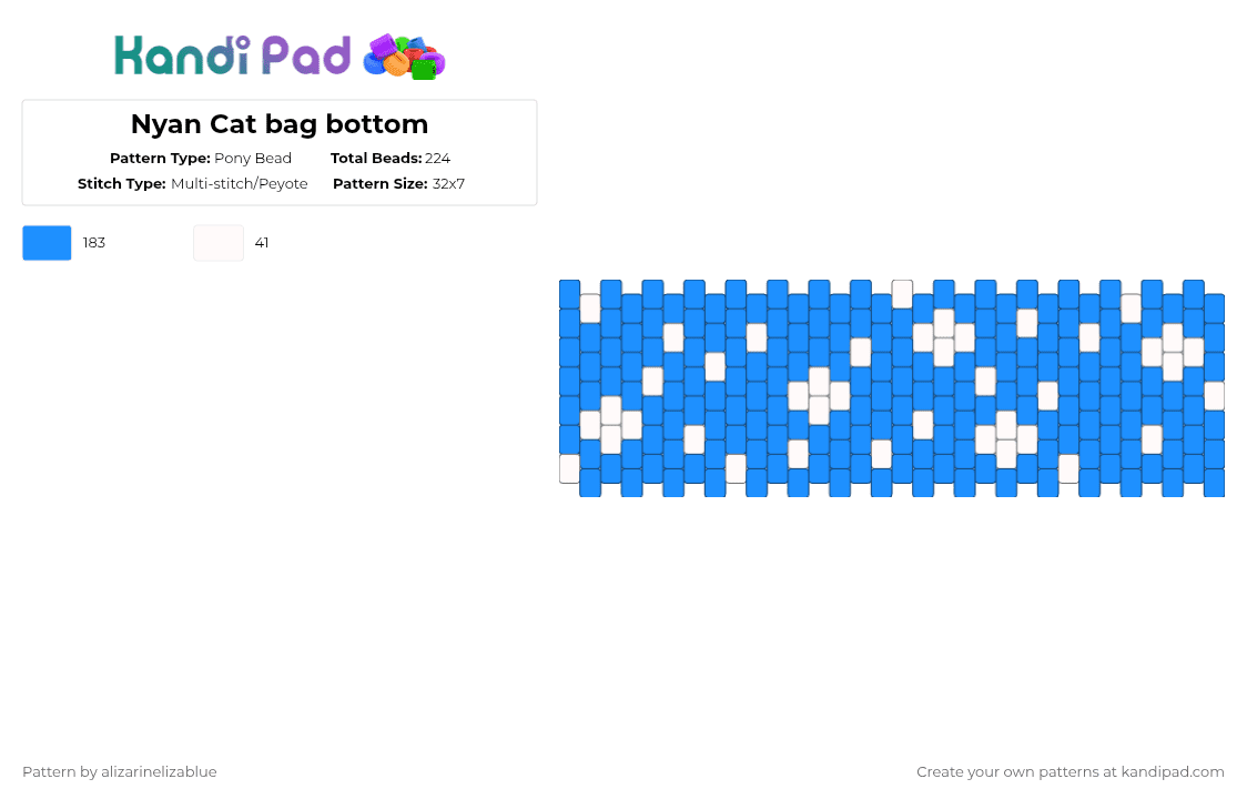 Nyan Cat bag bottom Pony Bead Pattern - Kandi Pad | Kandi Patterns ...