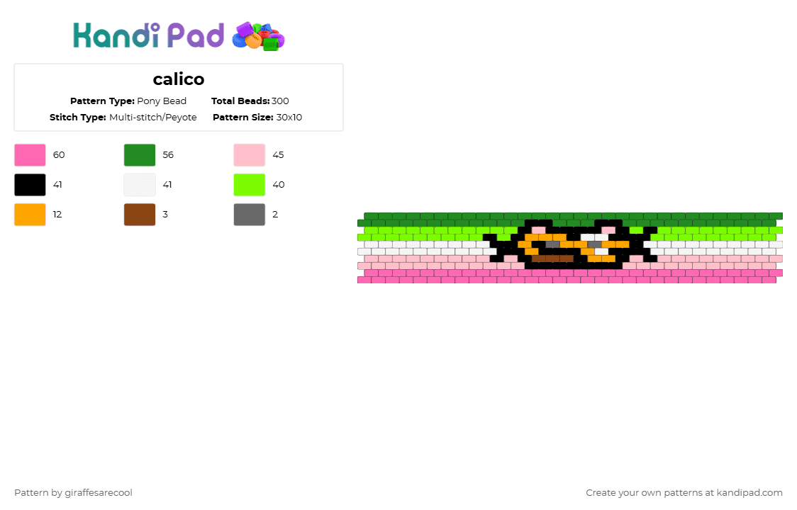 Calico Pony Bead Pattern - Kandi Pad | Kandi Patterns, Fuse Bead ...