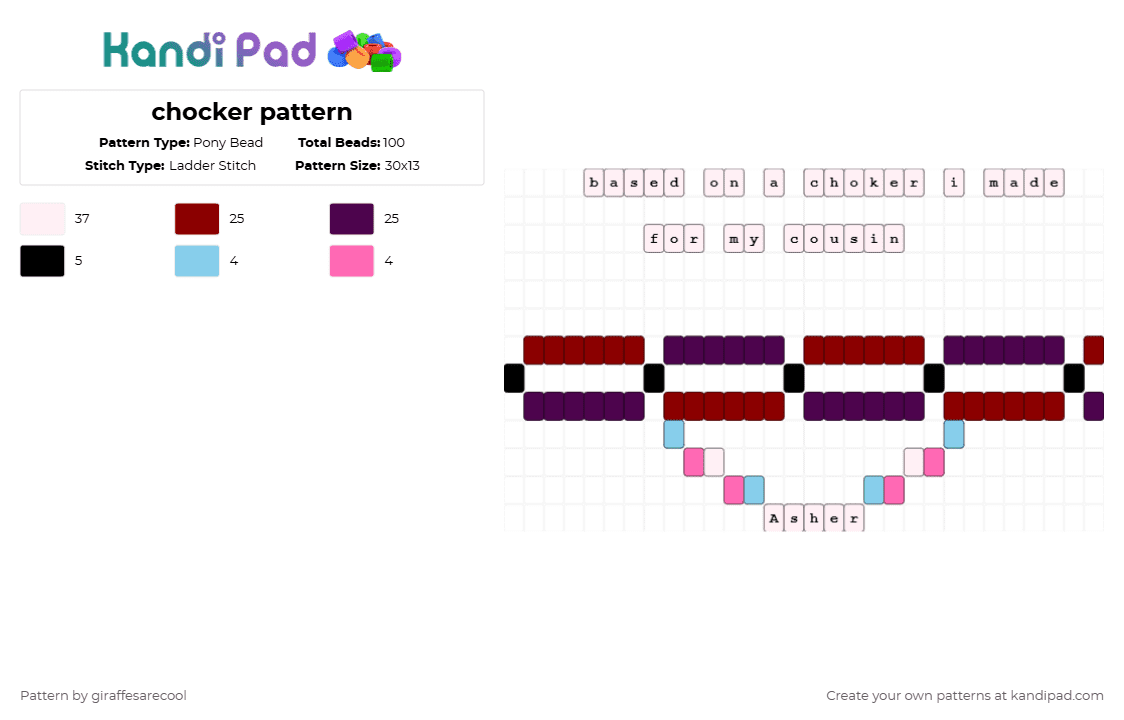 Chocker pattern Pony Bead Pattern - Kandi Pad | Kandi Patterns, Fuse ...