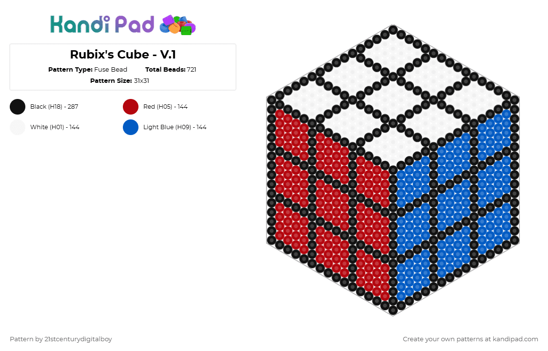 Rubik's Cube - V.1 Fuse Bead Pattern - Kandi Pad | Kandi Patterns, Fuse ...