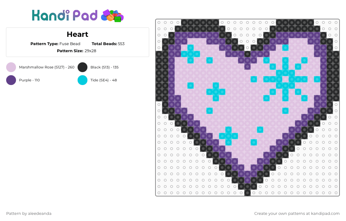 Heart Fuse Bead Pattern - Kandi Pad | Kandi Patterns, Fuse Bead ...