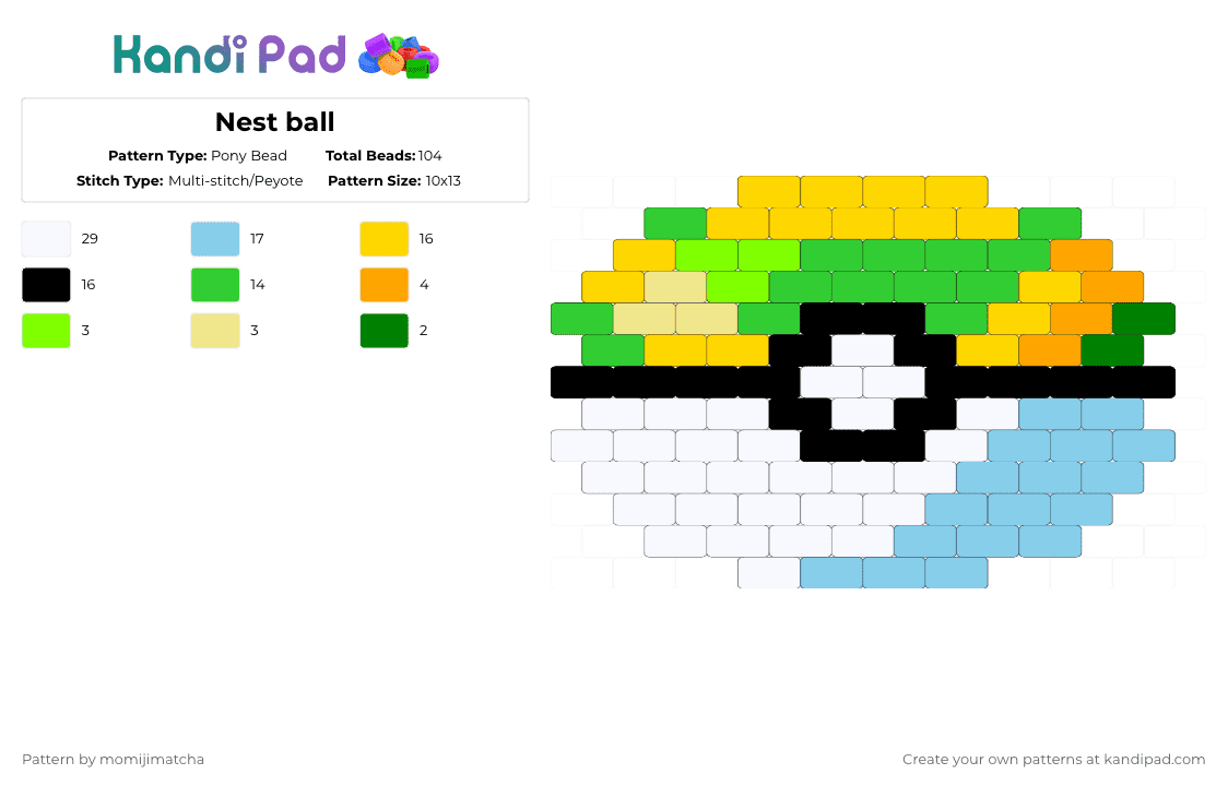 Nest ball Pony Bead Pattern - Kandi Pad | Kandi Patterns, Fuse Bead ...