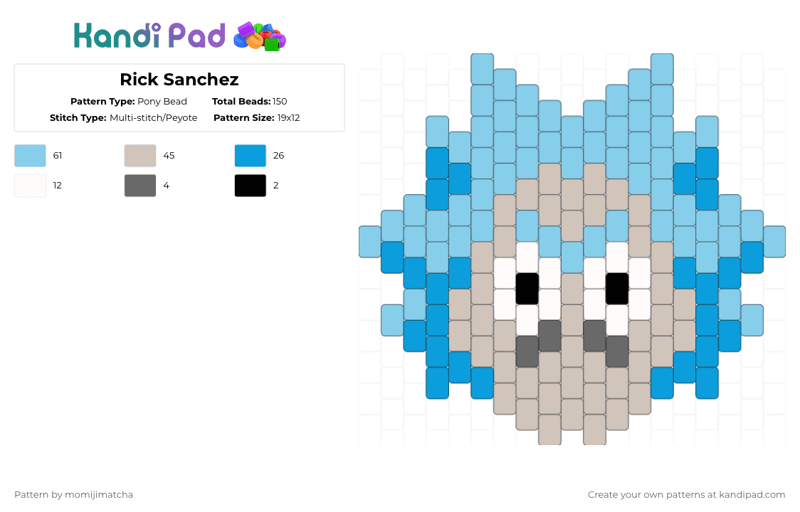 Rick Sanchez Pony Bead Pattern - Kandi Pad | Kandi Patterns, Fuse Bead ...
