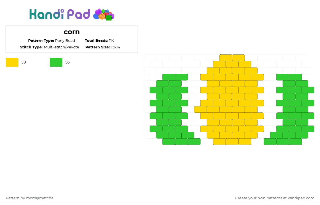 Corn Pony Bead Pattern - Kandi Pad | Kandi Patterns, Fuse Bead Patterns ...