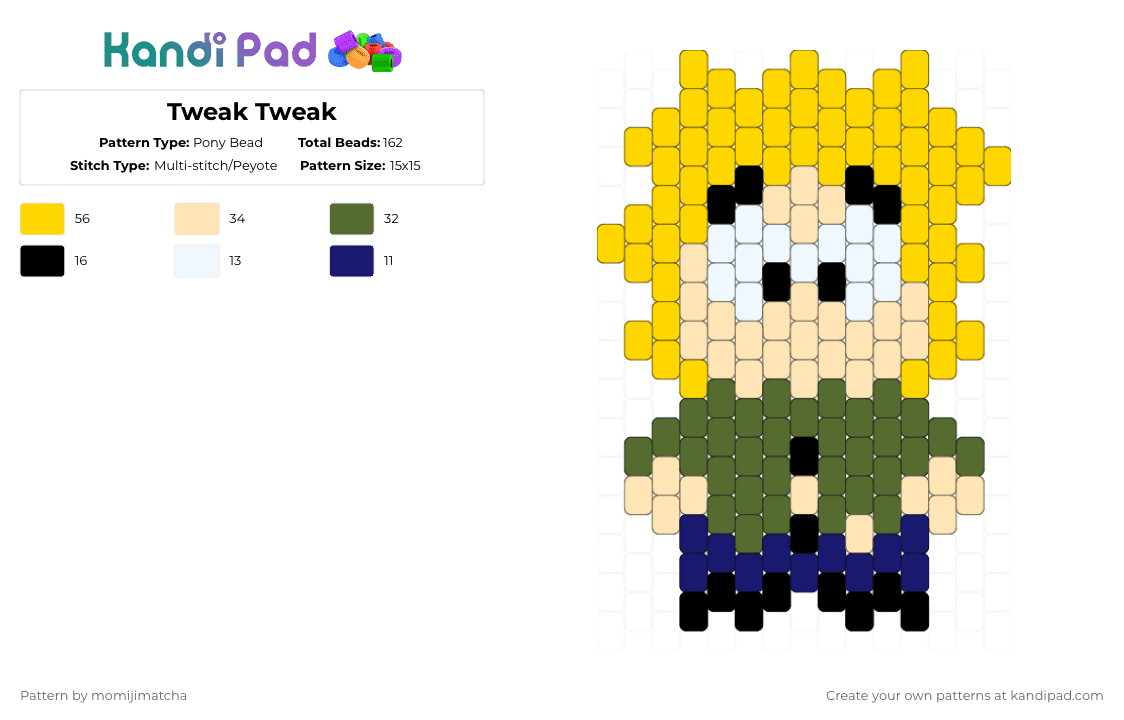 Tweak Tweak Pony Bead Pattern - Kandi Pad | Kandi Patterns, Fuse Bead ...