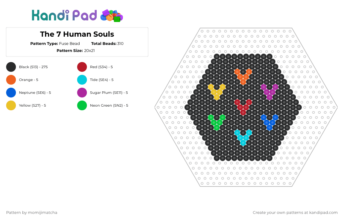 The 7 Human Souls Fuse Bead Pattern - Kandi Pad | Kandi Patterns, Fuse ...