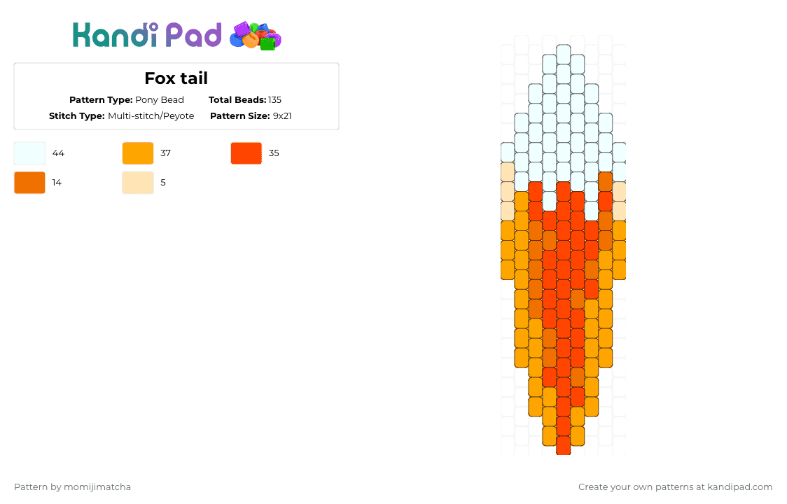 Fox tail Pony Bead Pattern - Kandi Pad | Kandi Patterns, Fuse Bead ...