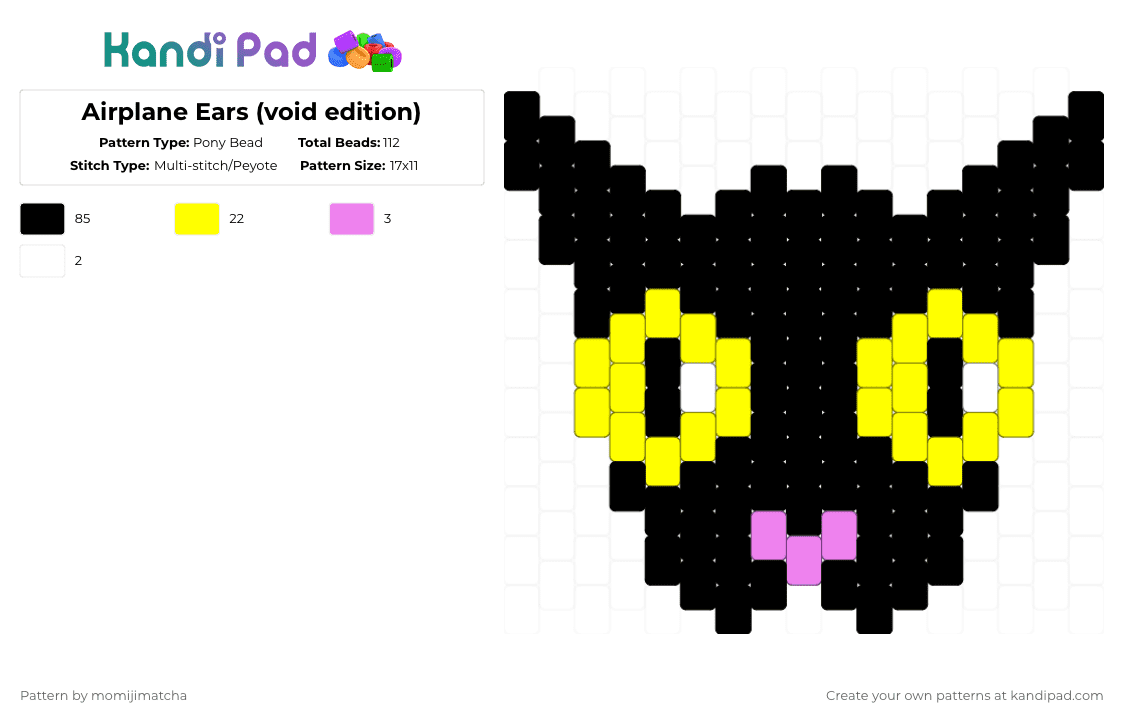 Airplane Ears (void edition) Pony Bead Pattern - Kandi Pad | Kandi ...
