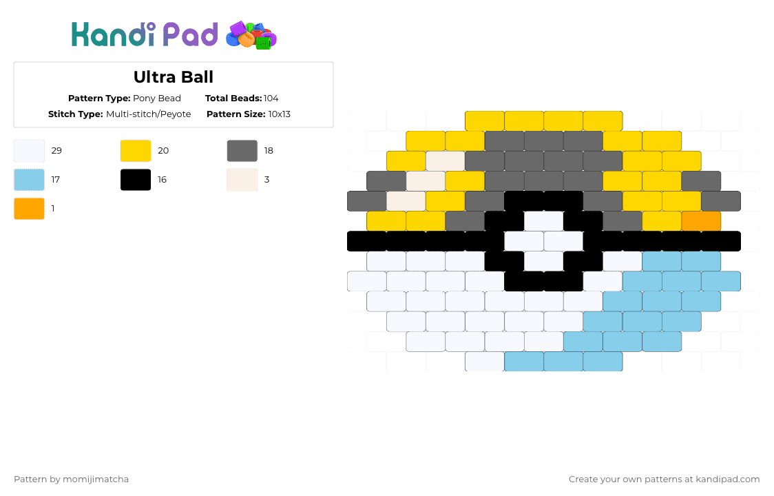 Ultra Ball Pony Bead Pattern - Kandi Pad | Kandi Patterns, Fuse Bead ...