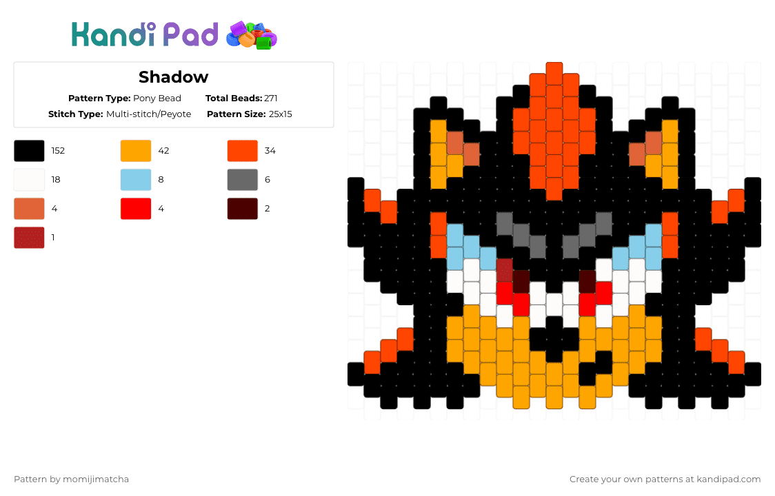 Shadow the Hedgehog Pony Bead Pattern - Kandi Pad | Kandi Patterns ...