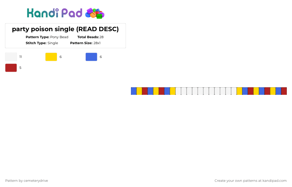Party poison single (READ DESC) Pony Bead Pattern - Kandi Pad | Kandi ...
