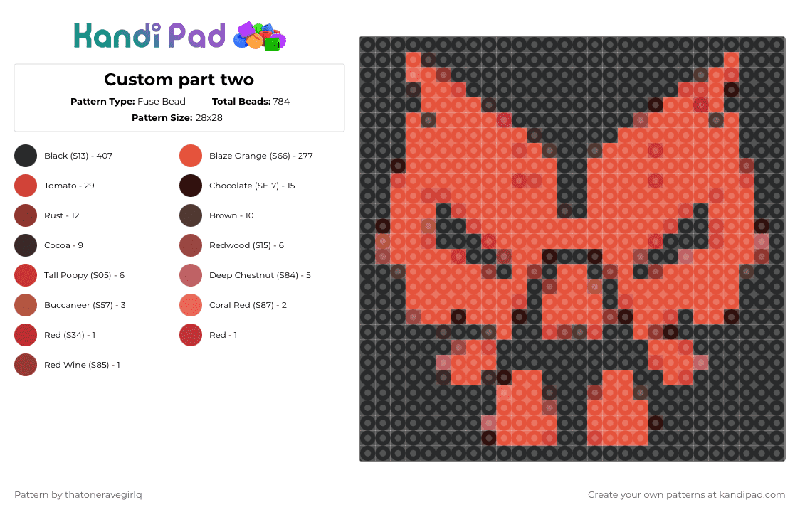 Custom part two Fuse Bead Pattern - Kandi Pad | Kandi Patterns, Fuse ...