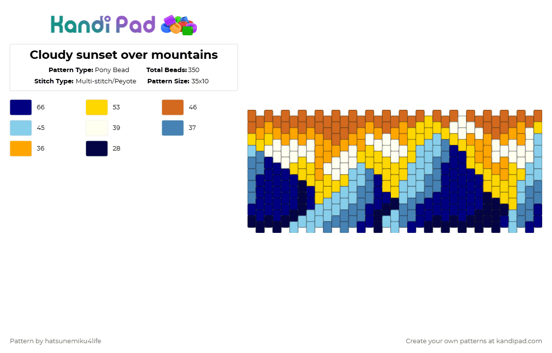 Cloudy sunset over mountains Pony Bead Pattern - Kandi Pad | Kandi ...