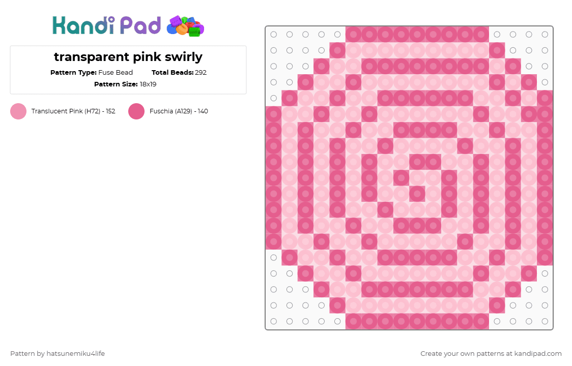 Transparent pink swirly Fuse Bead Pattern - Kandi Pad | Kandi Patterns ...