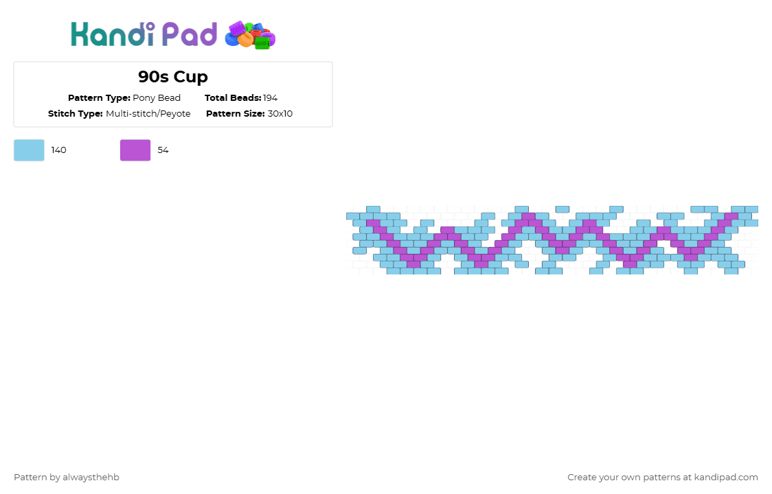 90s Cup Pony Bead Pattern - Kandi Pad | Kandi Patterns, Fuse Bead ...