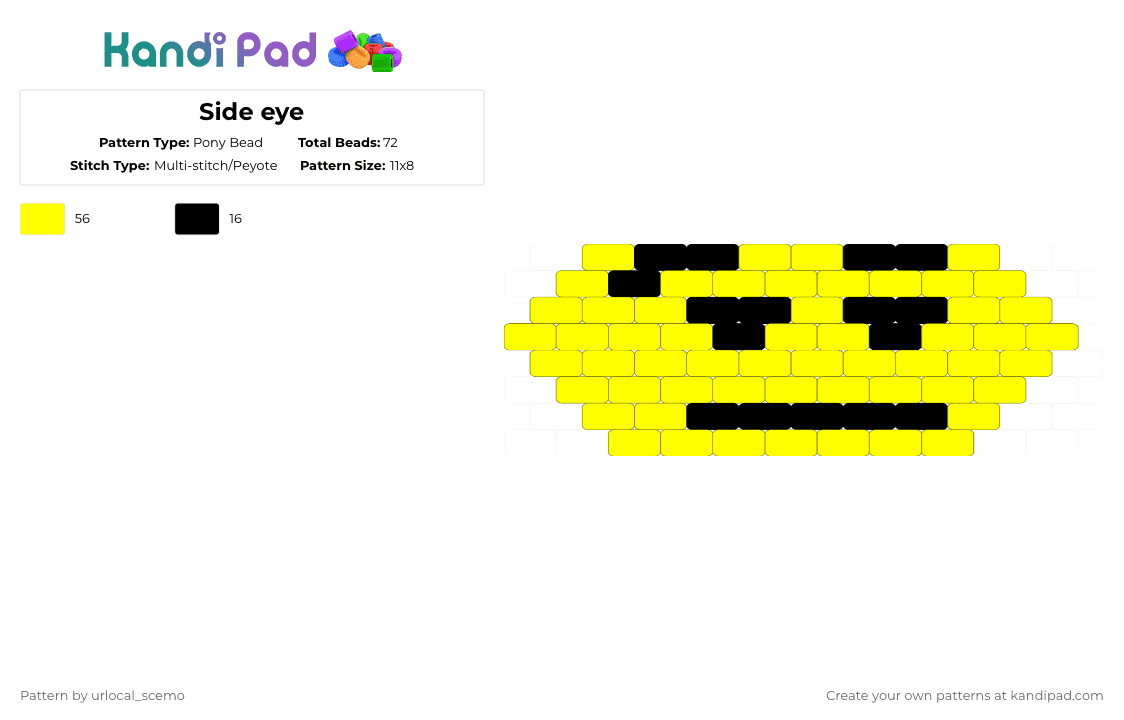 Side eye Pony Bead Pattern - Kandi Pad | Kandi Patterns, Fuse Bead ...