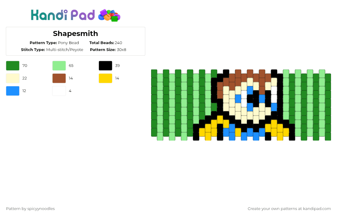 Shapesmith Pony Bead Pattern - Kandi Pad | Kandi Patterns, Fuse Bead ...