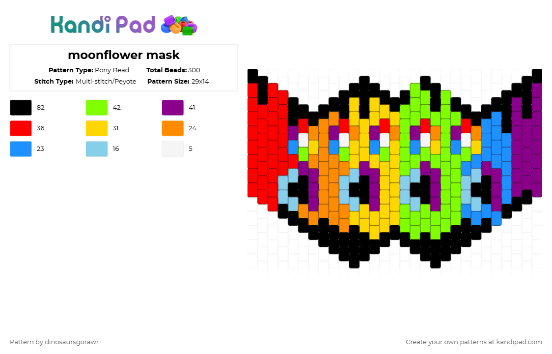 Moonflower mask Pony Bead Pattern - Kandi Pad | Kandi Patterns, Fuse ...