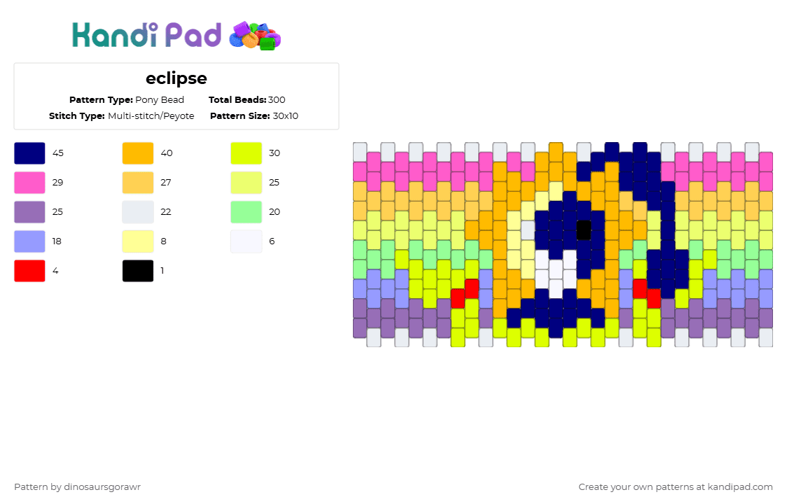 Eclipse Pony Bead Pattern - Kandi Pad | Kandi Patterns, Fuse Bead ...
