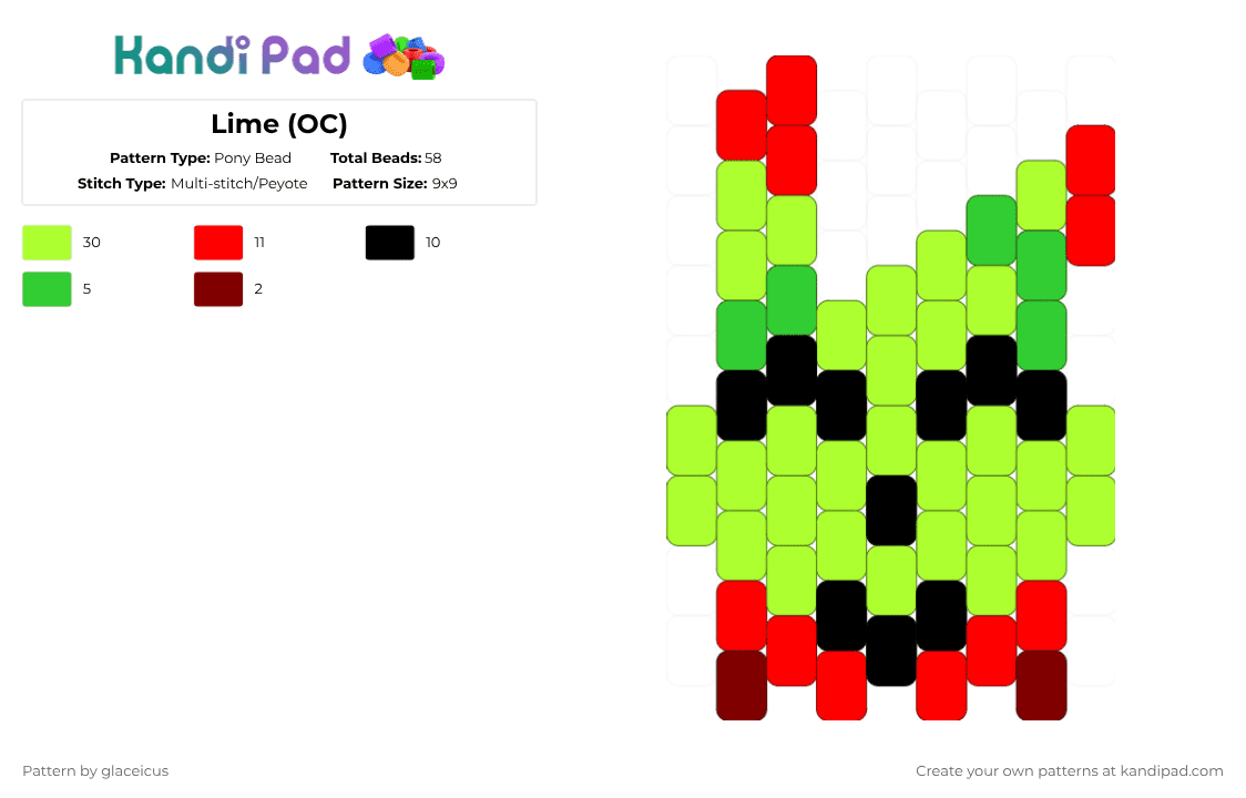 Lime (OC) Pony Bead Pattern - Kandi Pad | Kandi Patterns, Fuse Bead ...