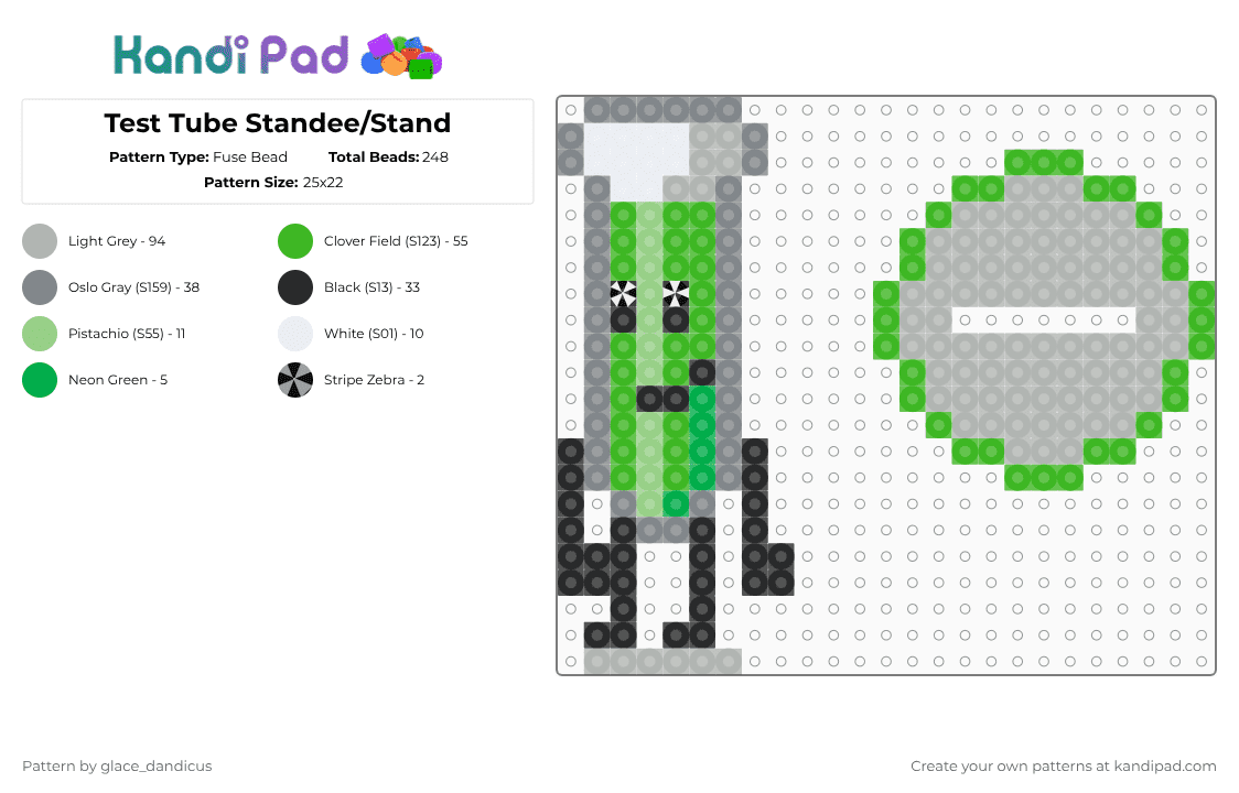 Test Tube Standee/Stand Fuse Bead Pattern - Kandi Pad | Kandi Patterns ...