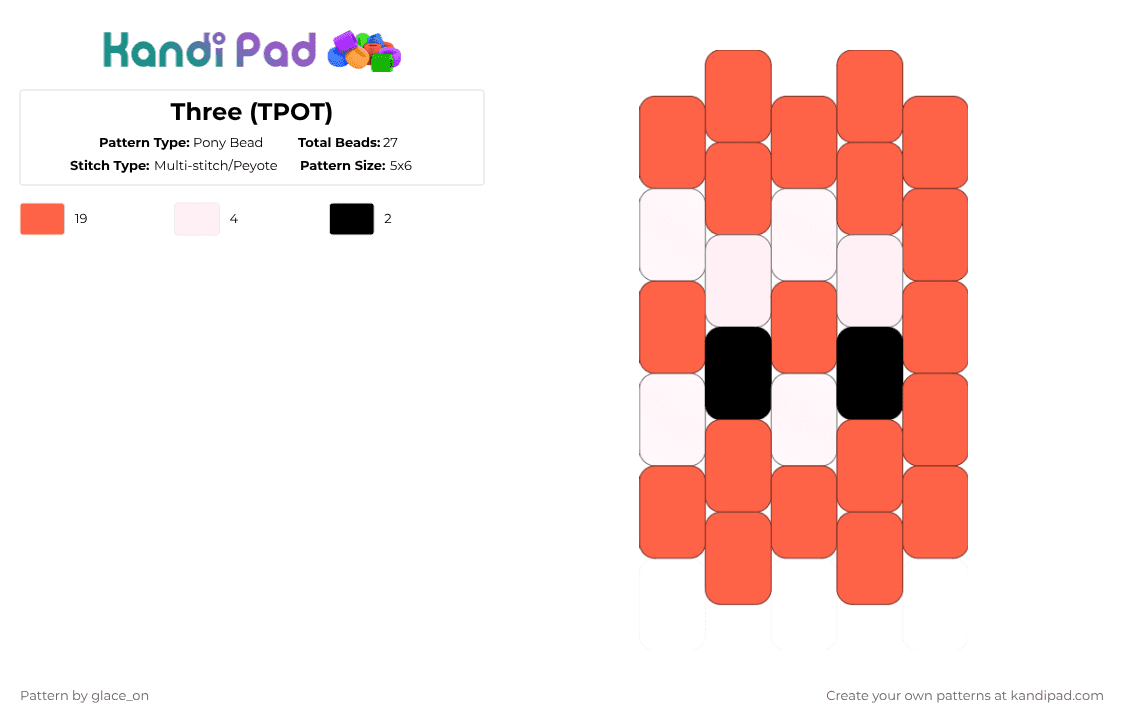 Three (TPOT) Pony Bead Pattern - Kandi Pad | Kandi Patterns, Fuse Bead ...