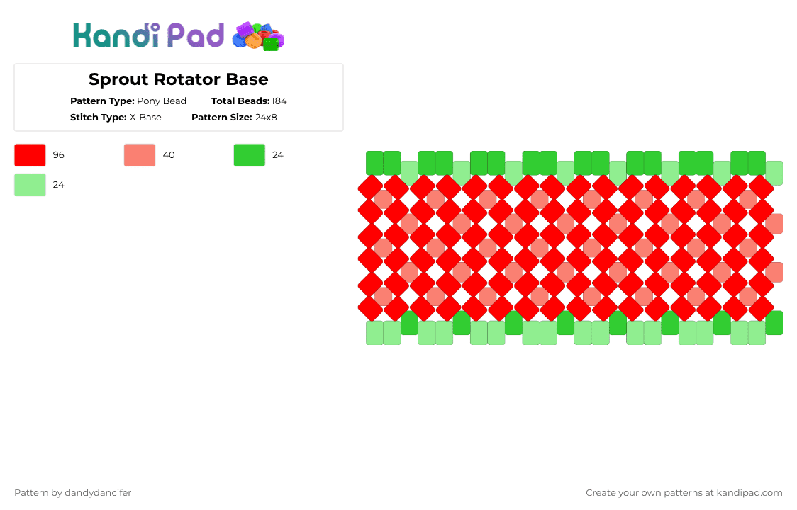 Sprout Rotator Base Pony Bead Pattern - Kandi Pad | Kandi Patterns ...