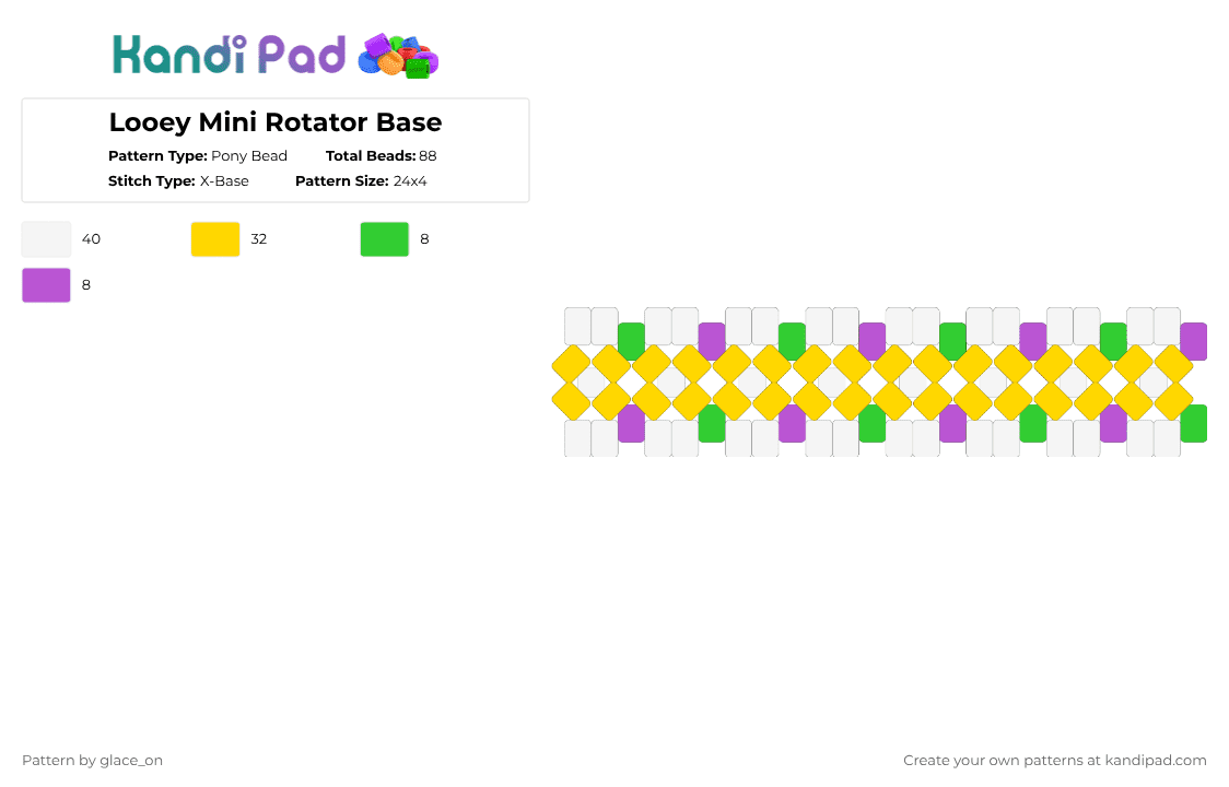 Looey Mini Rotator Base Pony Bead Pattern - Kandi Pad | Kandi Patterns ...