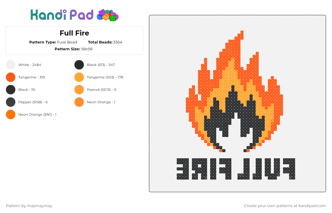 Full Fire Fuse Bead Pattern - Kandi Pad | Kandi Patterns, Fuse Bead ...