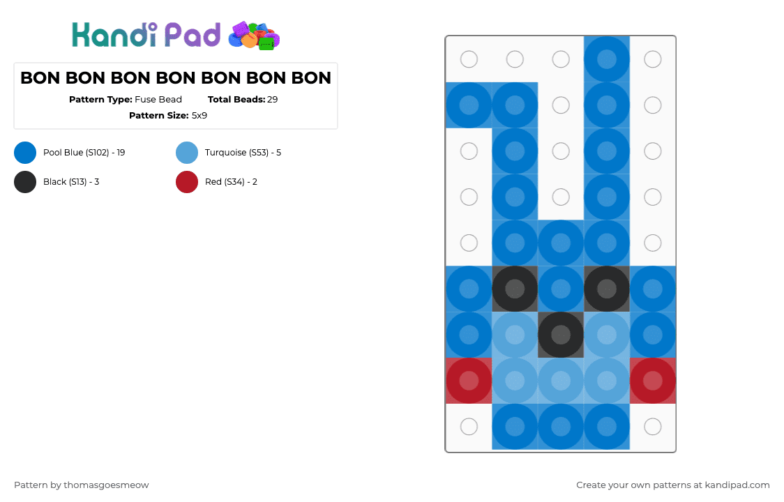 BON BON BON BON BON BON BON Fuse Bead Pattern - Kandi Pad | Kandi ...