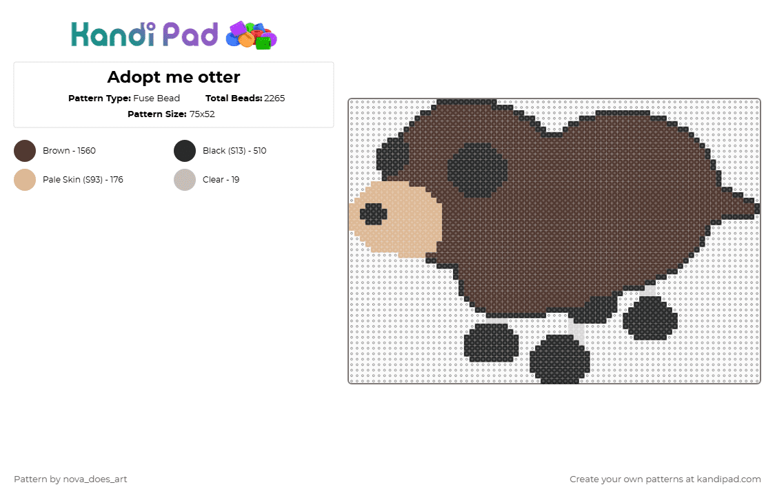 Adopt me otter Fuse Bead Pattern - Kandi Pad | Kandi Patterns, Fuse ...