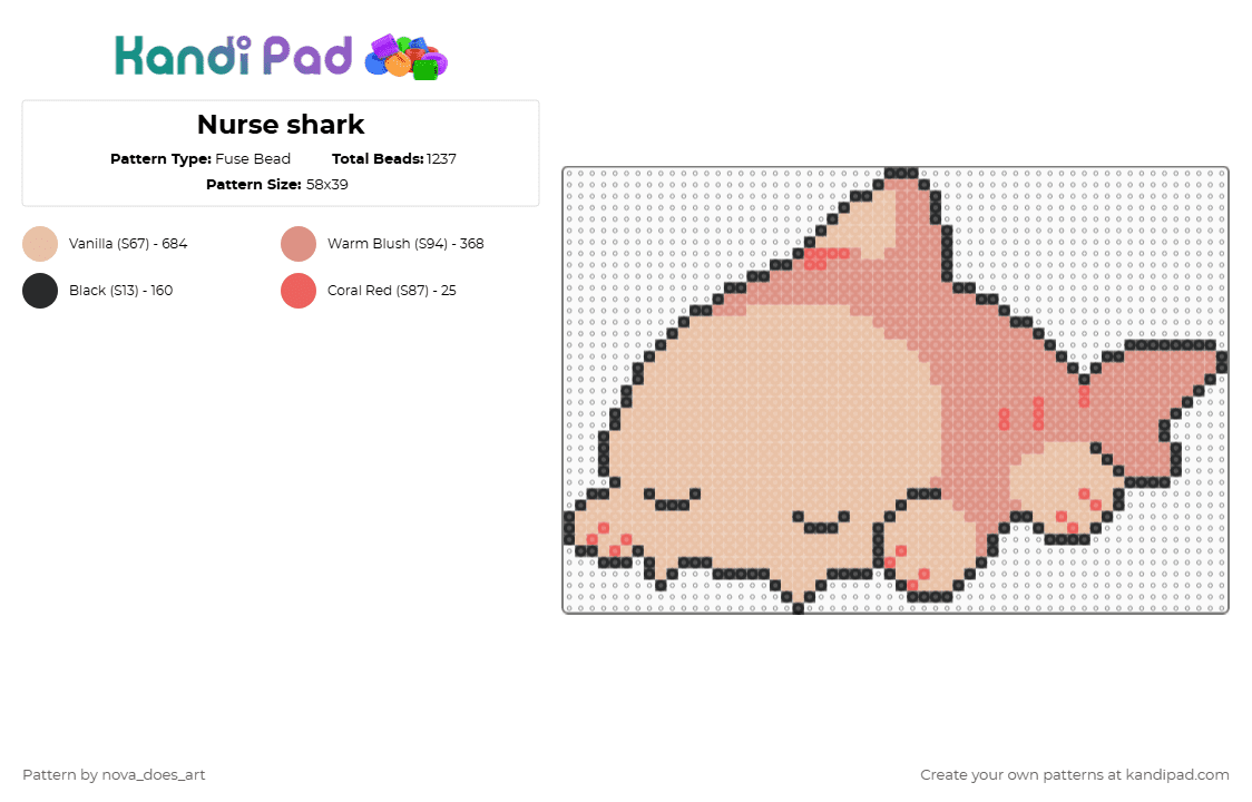 Nurse shark Fuse Bead Pattern - Kandi Pad | Kandi Patterns, Fuse Bead ...