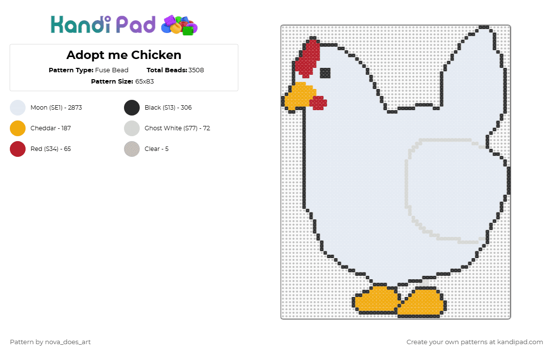 Adopt me Chicken Fuse Bead Pattern - Kandi Pad | Kandi Patterns, Fuse ...