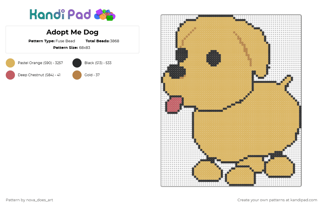 Adopt Me Dog Fuse Bead Pattern - Kandi Pad | Kandi Patterns, Fuse Bead ...