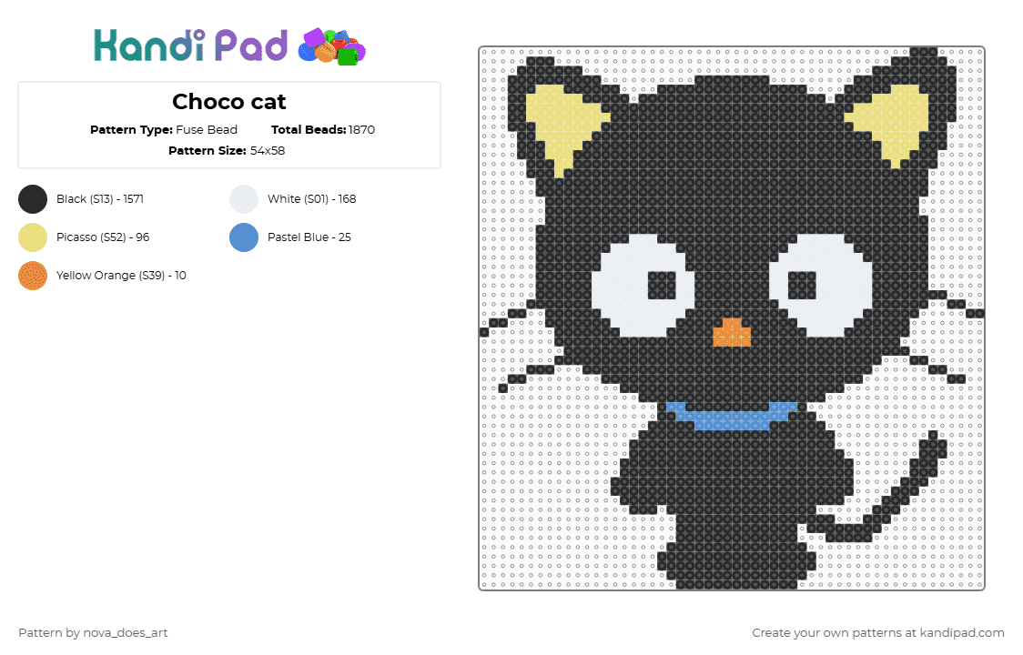 Choco cat Fuse Bead Pattern - Kandi Pad | Kandi Patterns, Fuse Bead ...