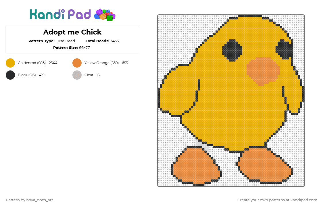 Adopt me Chick Fuse Bead Pattern - Kandi Pad | Kandi Patterns, Fuse ...