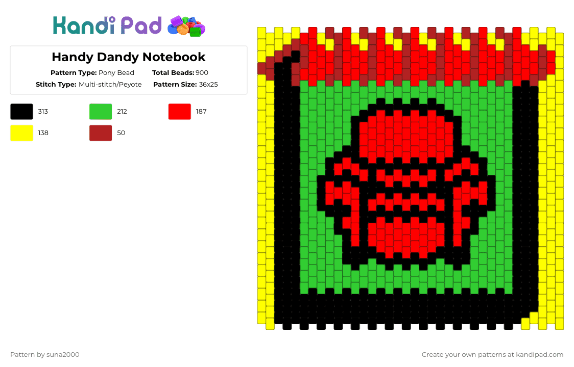 Handy Dandy Notebook Pony Bead Pattern - Kandi Pad | Kandi Patterns ...