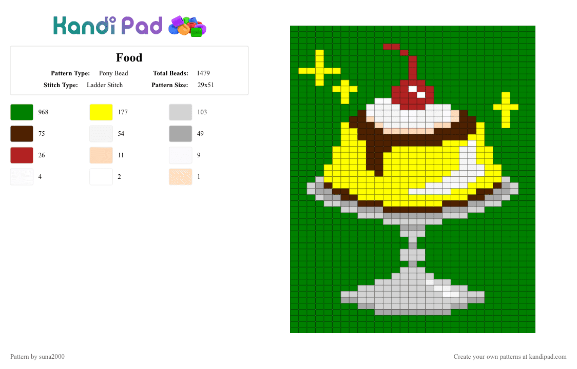 Dessert Beaded Curtain Pony Bead Pattern - Kandi Pad | Kandi Patterns ...