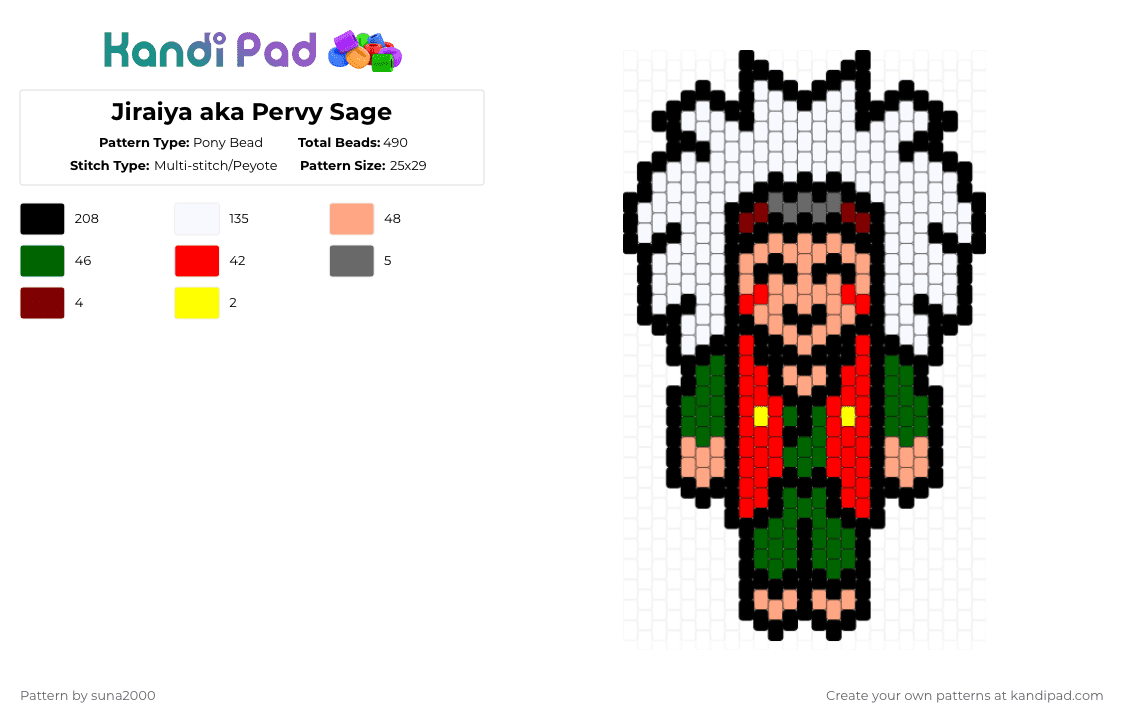Pervy Sage Pony Bead Pattern - Kandi Pad | Kandi Patterns, Fuse Bead ...