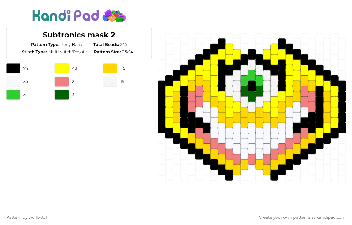 Subtronics mask 2 Pony Bead Pattern - Kandi Pad | Kandi Patterns, Fuse ...