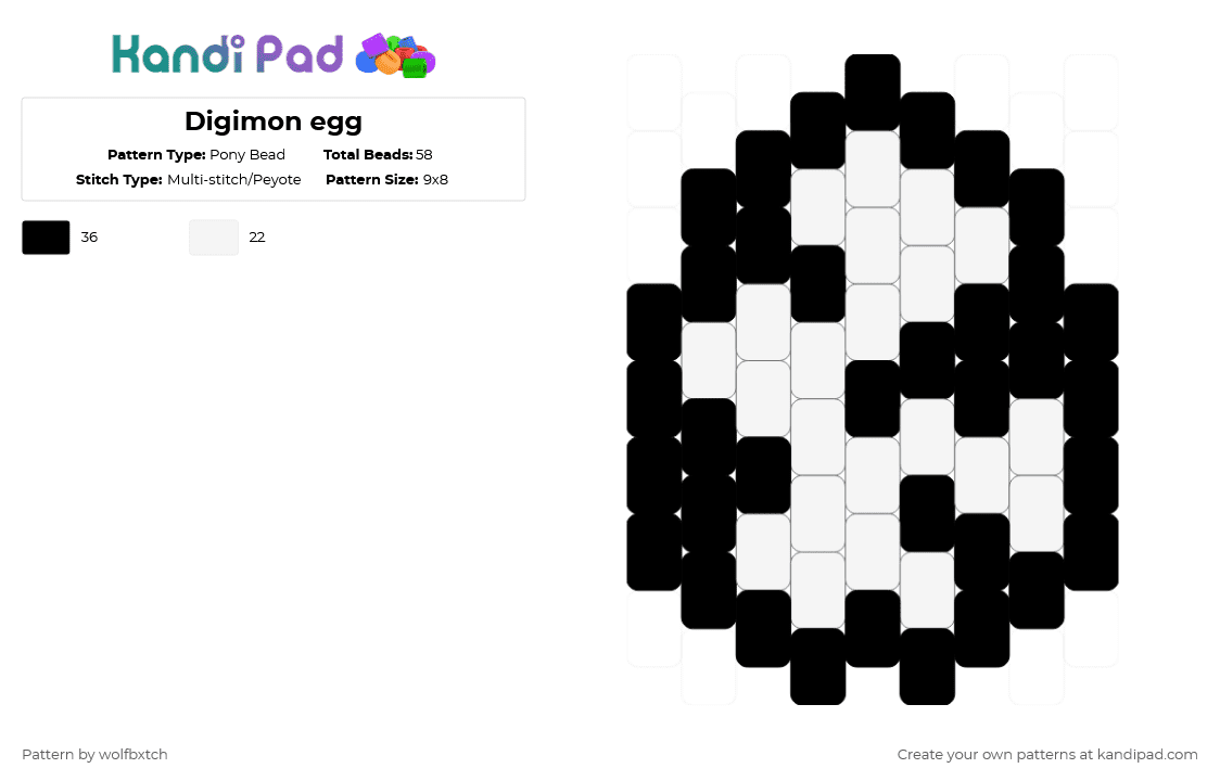 Digimon egg (Digimon) Pony Bead Pattern - Kandi Pad | Kandi Patterns ...