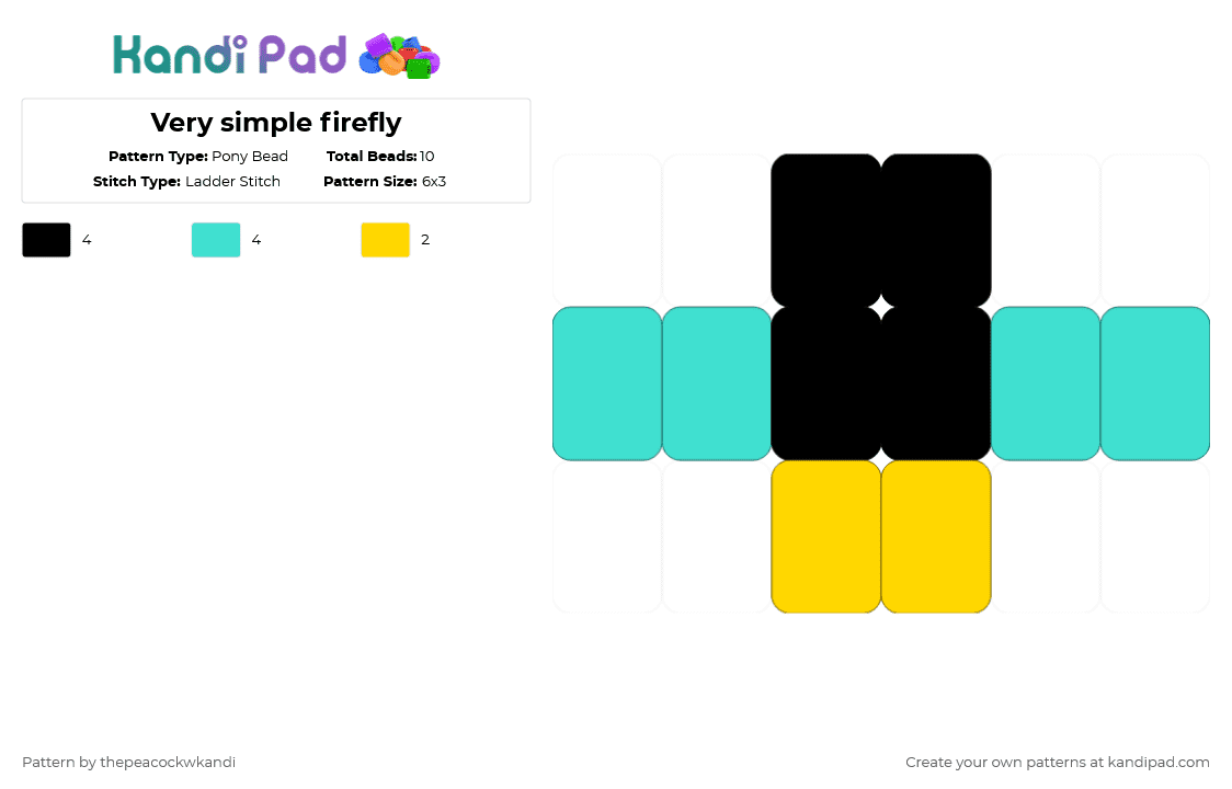 Very simple firefly Pony Bead Pattern - Kandi Pad | Kandi Patterns ...