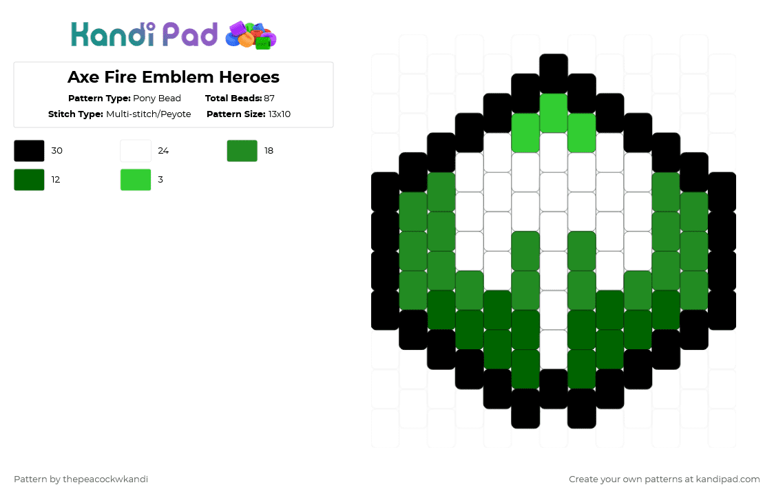 Axe Fire Emblem Heroes Pony Bead Pattern - Kandi Pad | Kandi Patterns ...