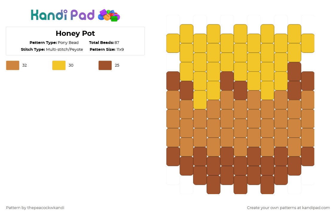Honey Pot Pony Bead Pattern - Kandi Pad | Kandi Patterns, Fuse Bead ...