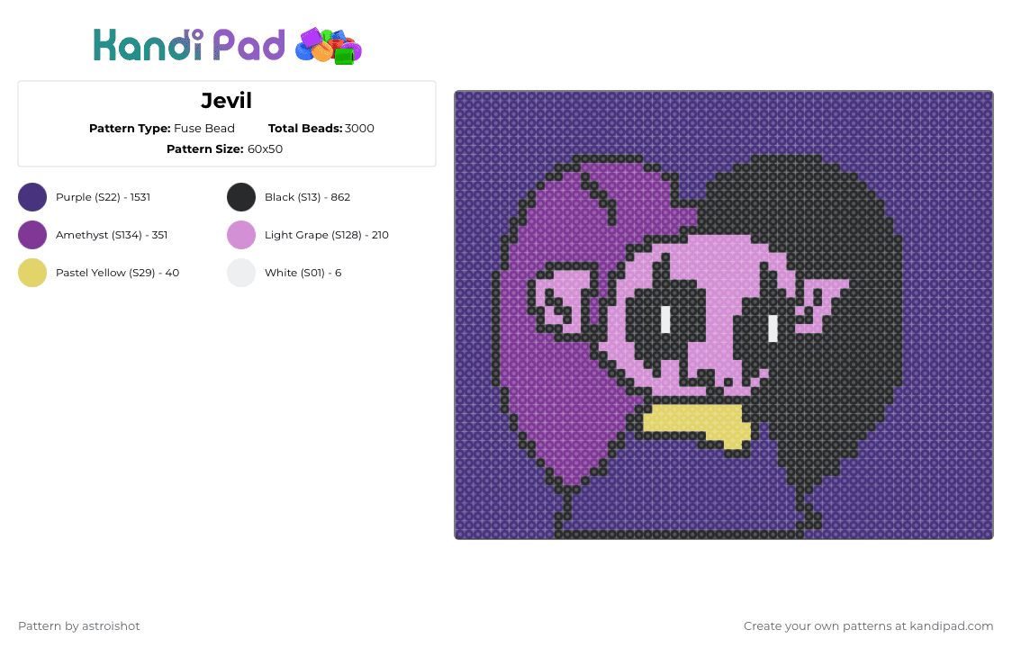 Jevil Fuse Bead Pattern - Kandi Pad | Kandi Patterns, Fuse Bead ...