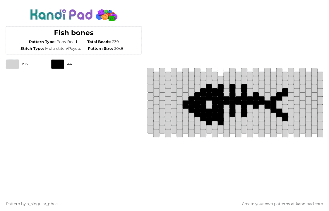 Fish bones Pony Bead Pattern - Kandi Pad | Kandi Patterns, Fuse Bead ...