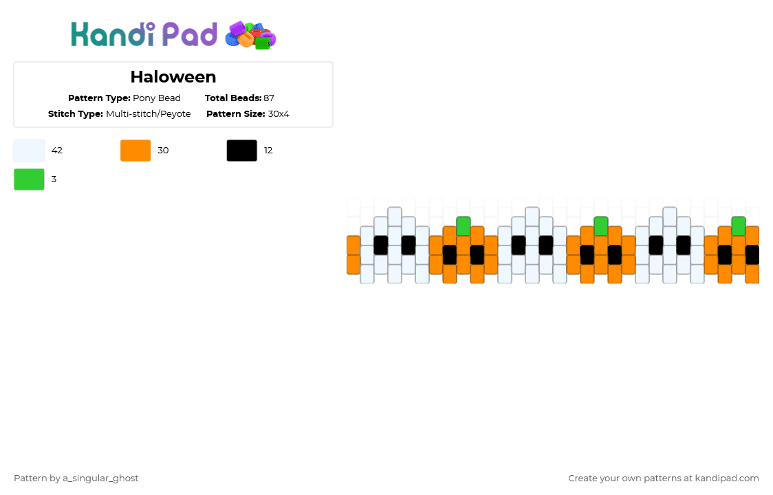 Halloween Pony Bead Pattern - Kandi Pad | Kandi Patterns, Fuse Bead ...