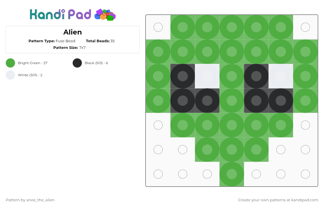 Alien Fuse Bead Pattern - Kandi Pad | Kandi Patterns, Fuse Bead ...