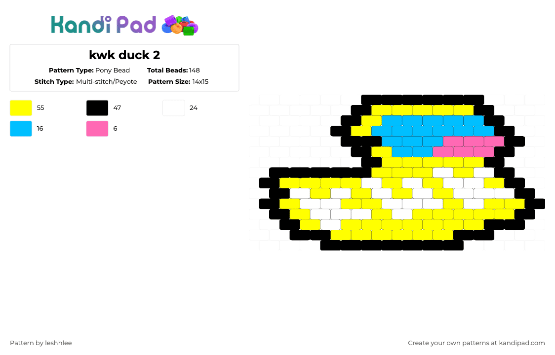 Kwk duck 2 Pony Bead Pattern - Kandi Pad | Kandi Patterns, Fuse Bead ...