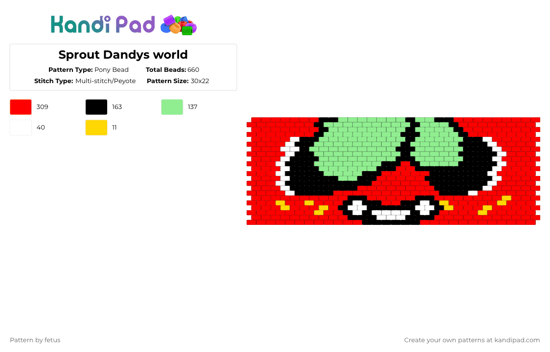 Sprout Dandys world Pony Bead Pattern - Kandi Pad | Kandi Patterns ...
